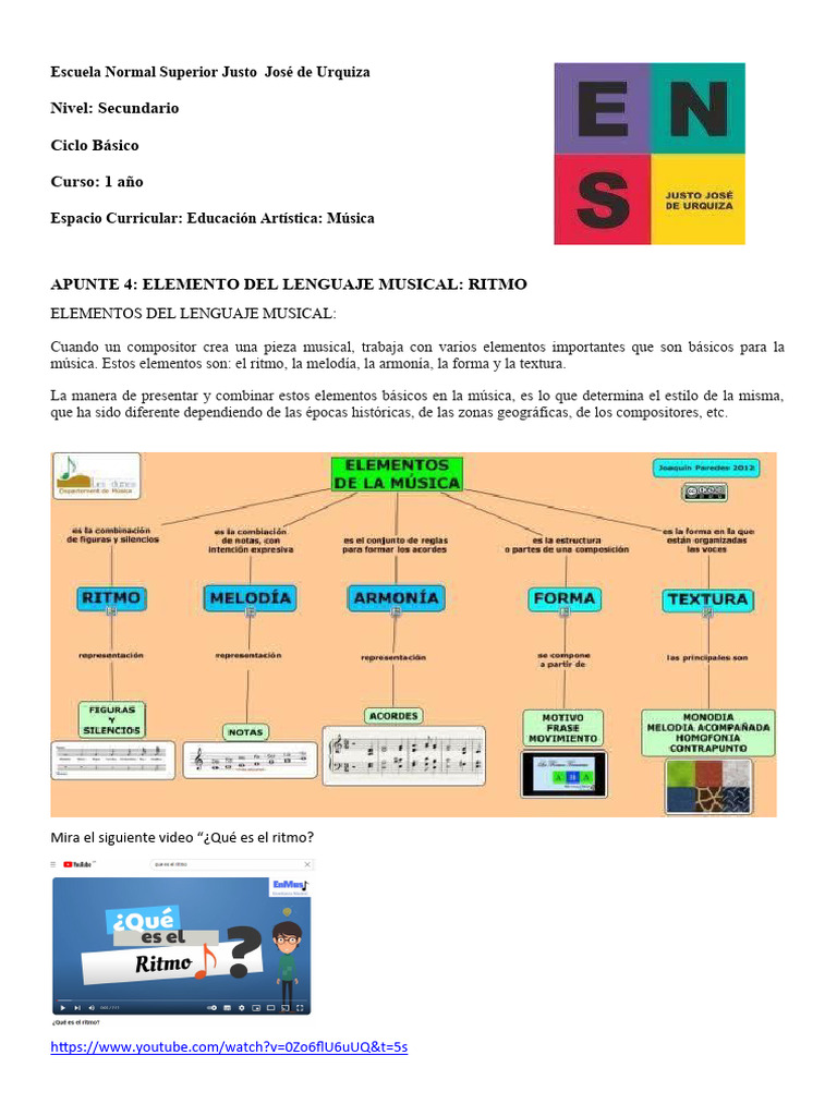 Apunte 1 Elemento Del Lenguaje - Ritmo | PDF | Ritmo | Teoría musical