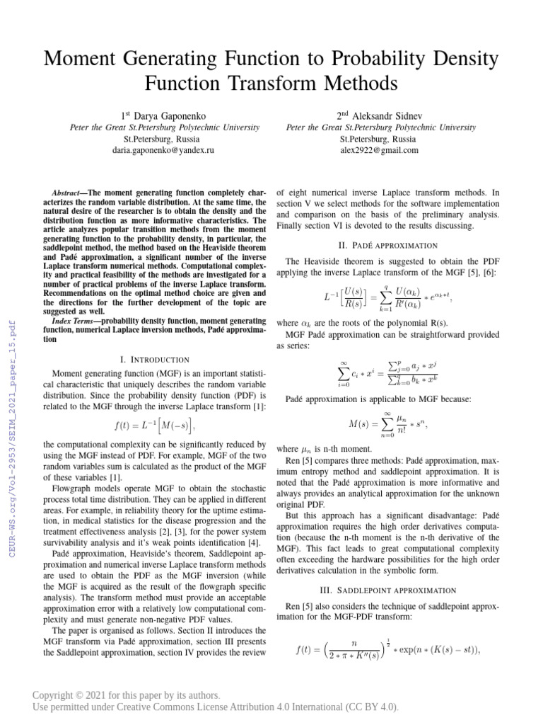 SEIM_2021_paper_15 | Download Free PDF | Laplace Transform | Probability Density Function