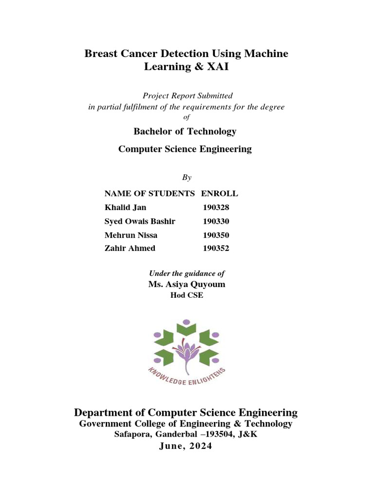 Project Report | PDF | Mammography | Machine Learning