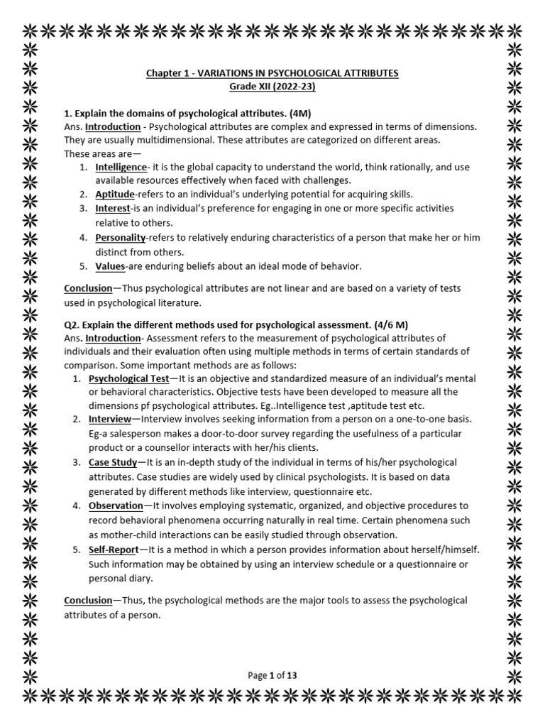 Chapter1 Psy Questions and Answers | PDF | Intelligence Quotient | Intelligence