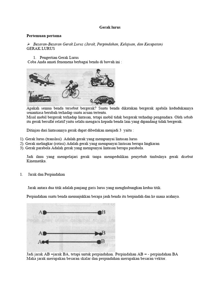 Konsep Dasar Gerak Lurus | PDF
