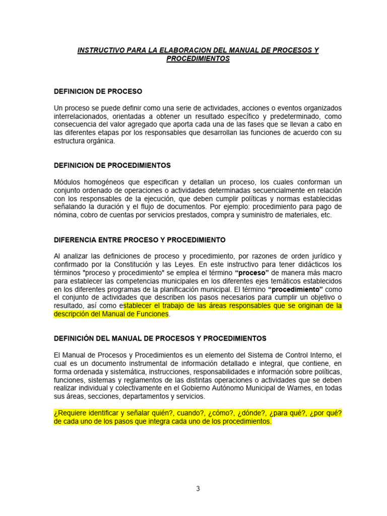 Instructivo Manual de Procesos | PDF