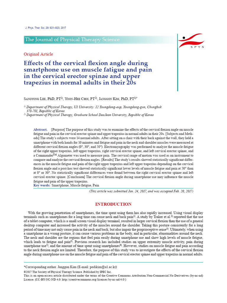 Effects of The Cervical Flexion Angle During | PDF | Neck | Anatomical ...