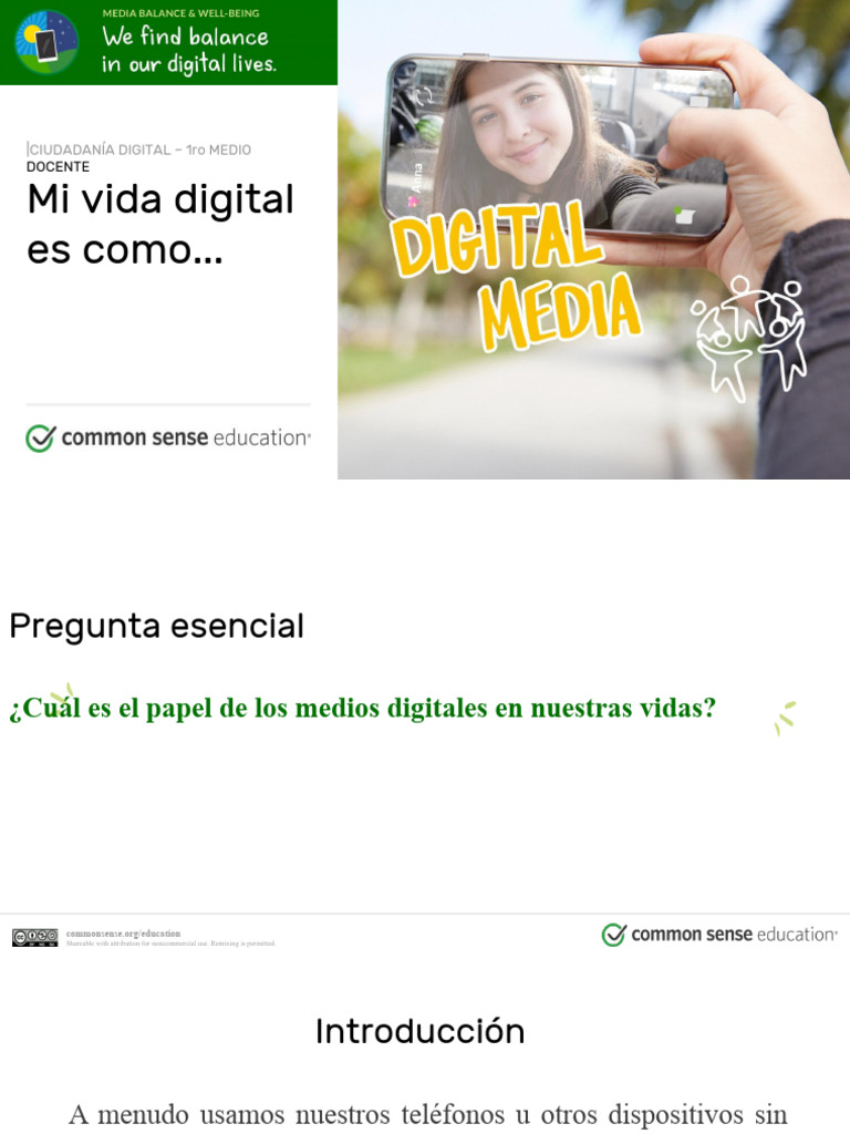 1ro Medio - Mi Vida digital es como... - Manual Docente | PDF