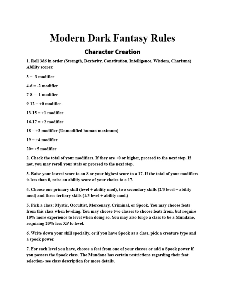 Modern Dark Fantasy Rules | PDF | Ammunition