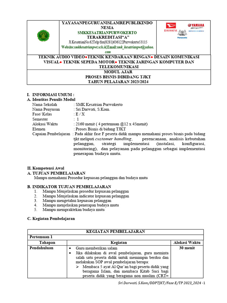 Form Modul Ajar Fase e KST - TP 2023 - 2024 Ma 4 | PDF