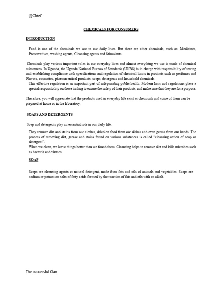 Role of Chemicals in Daily Cleansing | PDF | Soap | Detergent