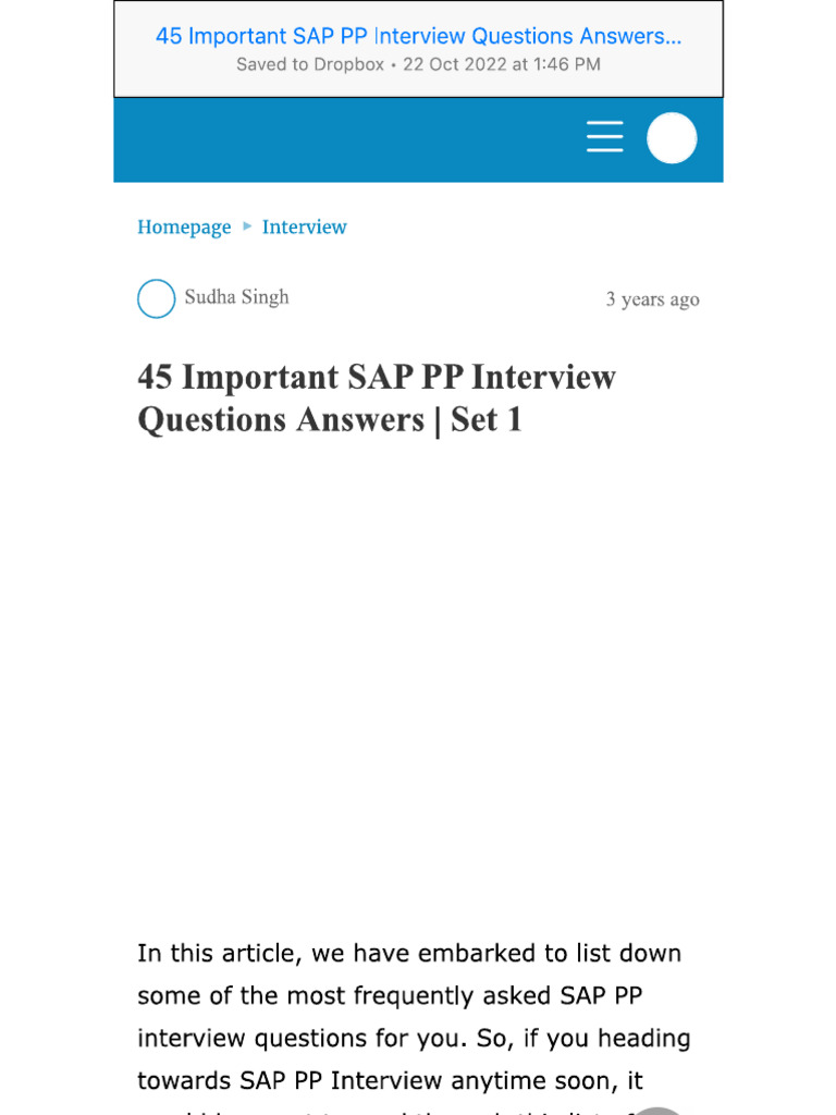 PP Interview Questions | PDF