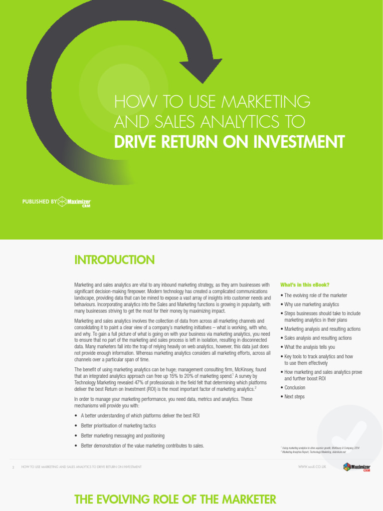 How To Use Marketing and Sales Analytics | PDF | Analytics | Return On ...