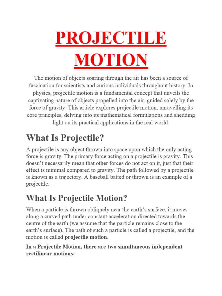 PROJECTILE MOTION | Download Free PDF | Projectiles | Acceleration