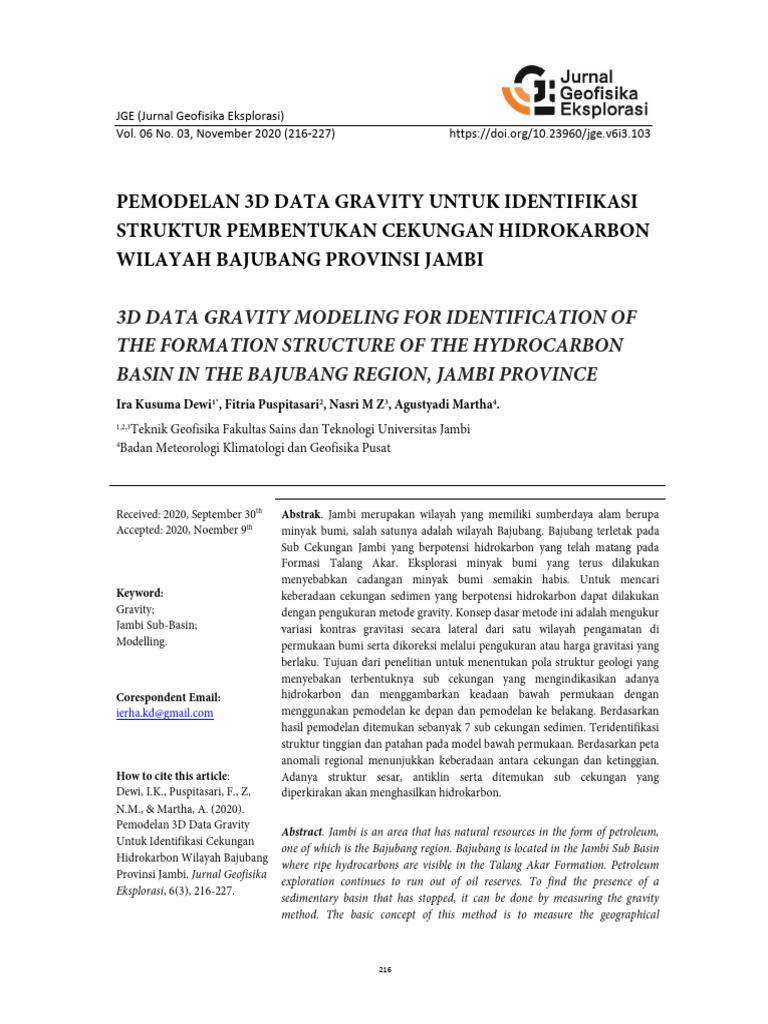 3D Data Gravity Modeling For Identification of The | PDF