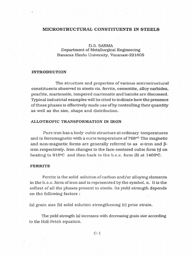 Microstructural Constituents in Steels | PDF | Steel | Heat Treating