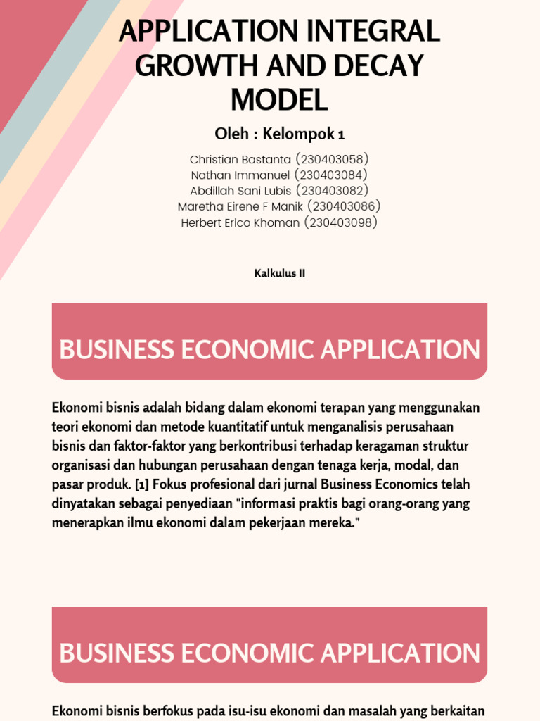 Application Integral Growth and Decay Model (Kelompok 1 (B) ) | PDF