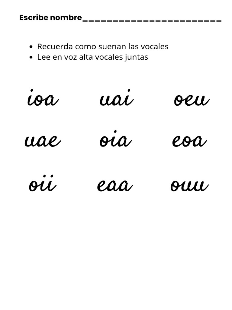 Lectura de Vocales | PDF