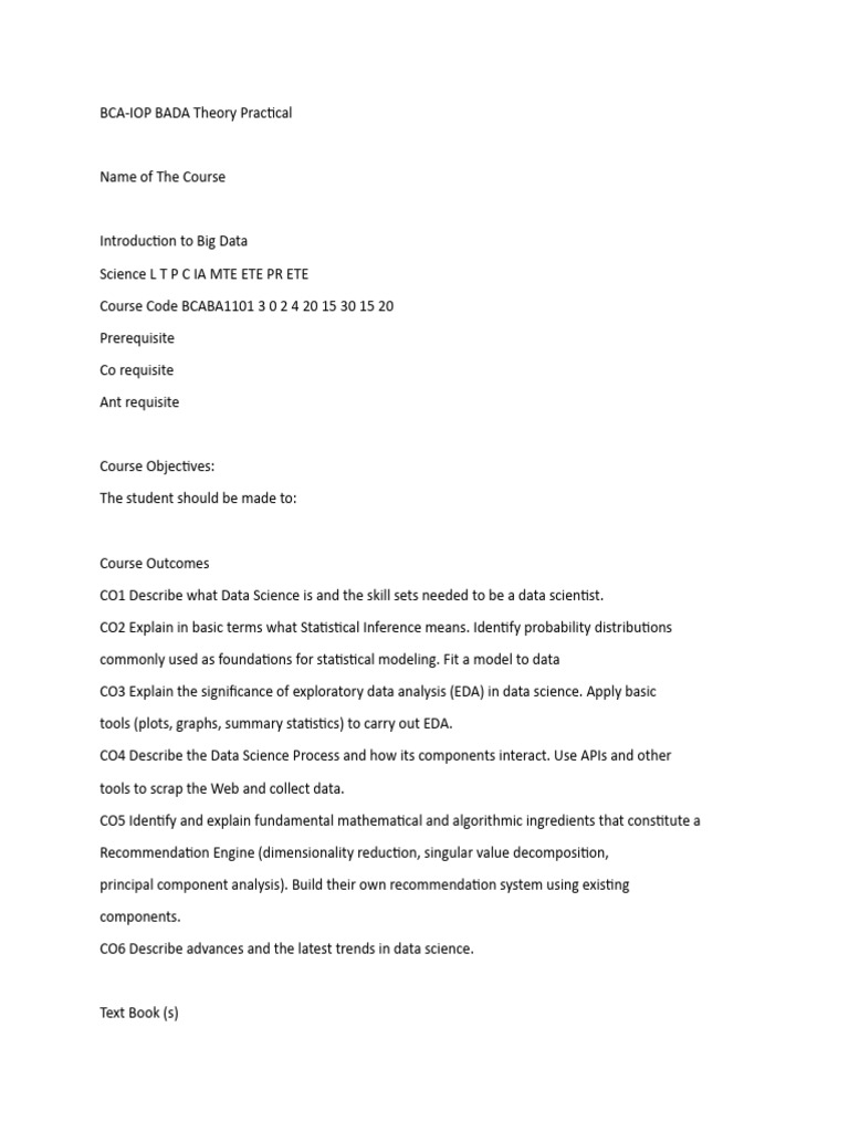 Big Data Syllabus | PDF | Apache Hadoop | Map Reduce