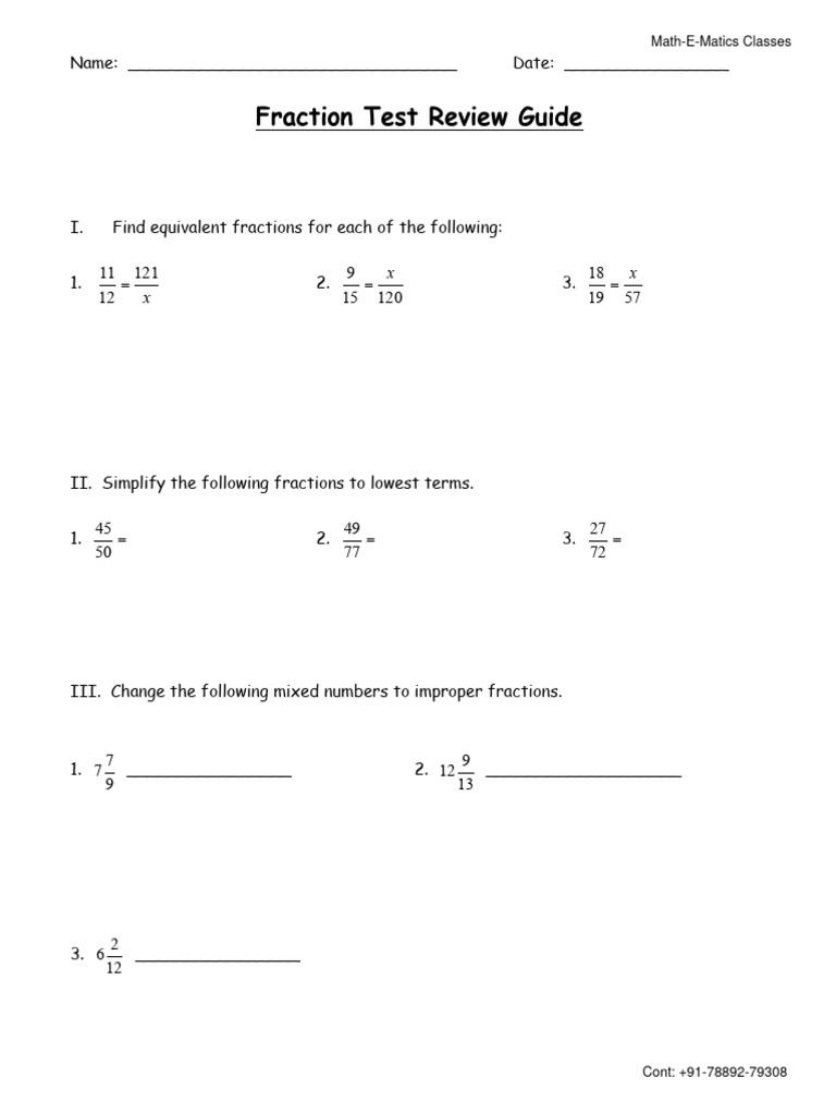 Fraction Review For Test | PDF | Mathematical Objects | Mathematical ...