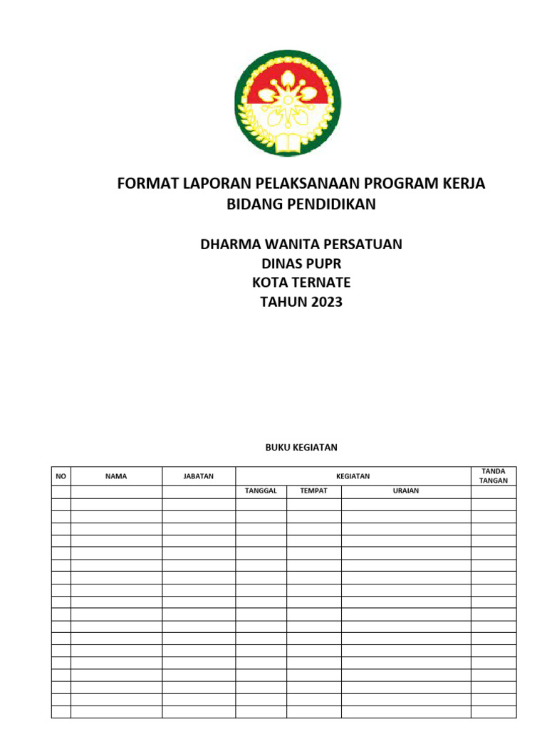 FORMAT LAPORAN PELAKSANAAN PROGRAM KERJA BIDANG | PDF
