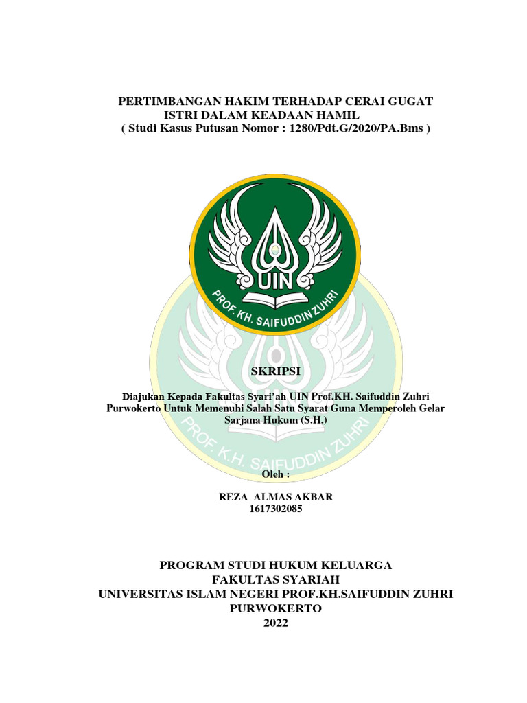 Reza Almas Akbar - Pertimbangan Hakim Terhadap Cerai Gugat Istri Dalam ...