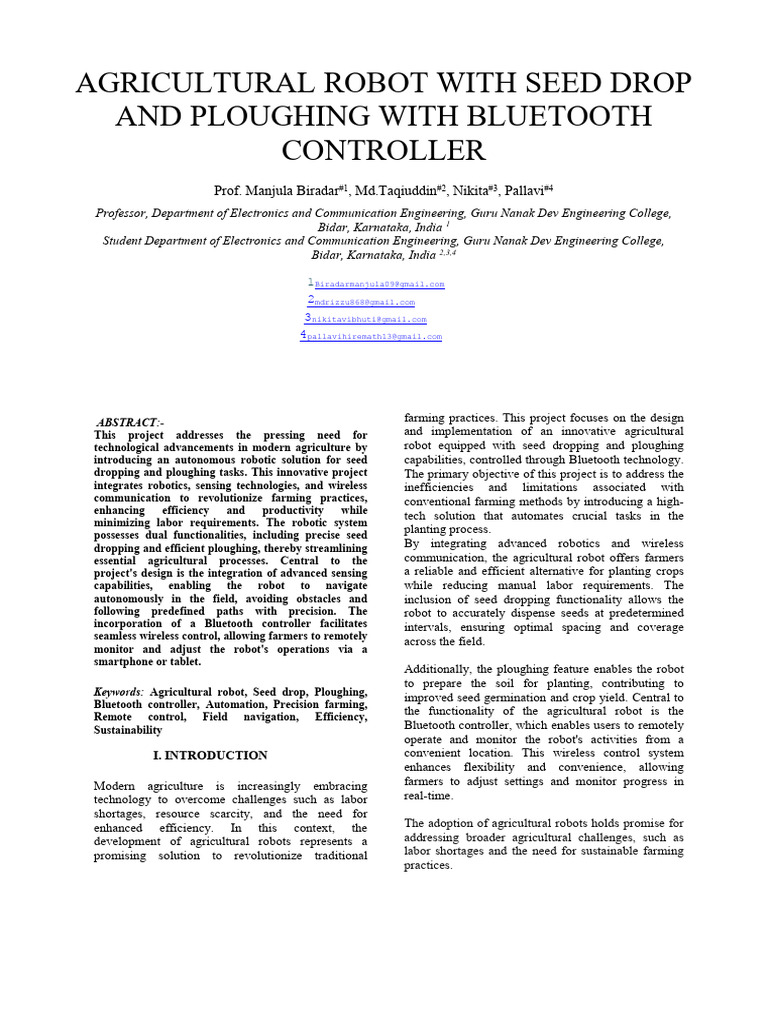 Agri Robot Paper | PDF | Relay | Agriculture