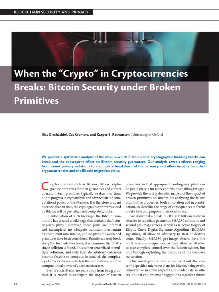 Bitcoin Security Analysis: Broken Primitives | PDF | Bitcoin | Cryptocurrency