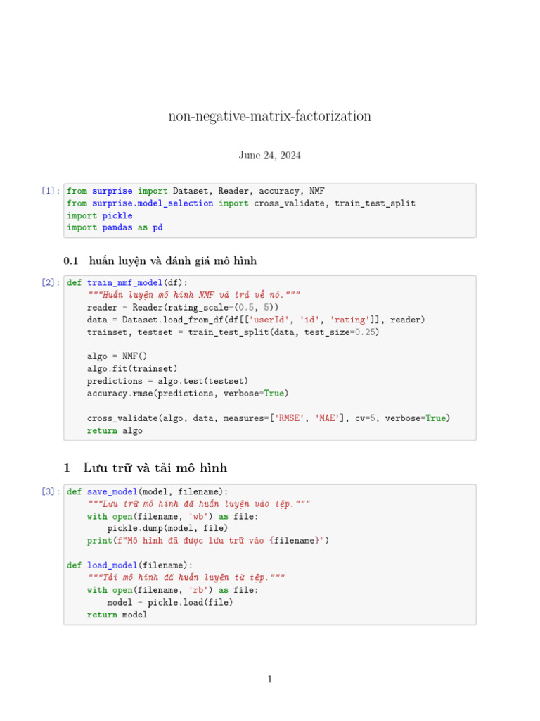 Non Negative Matrix Factorization | PDF
