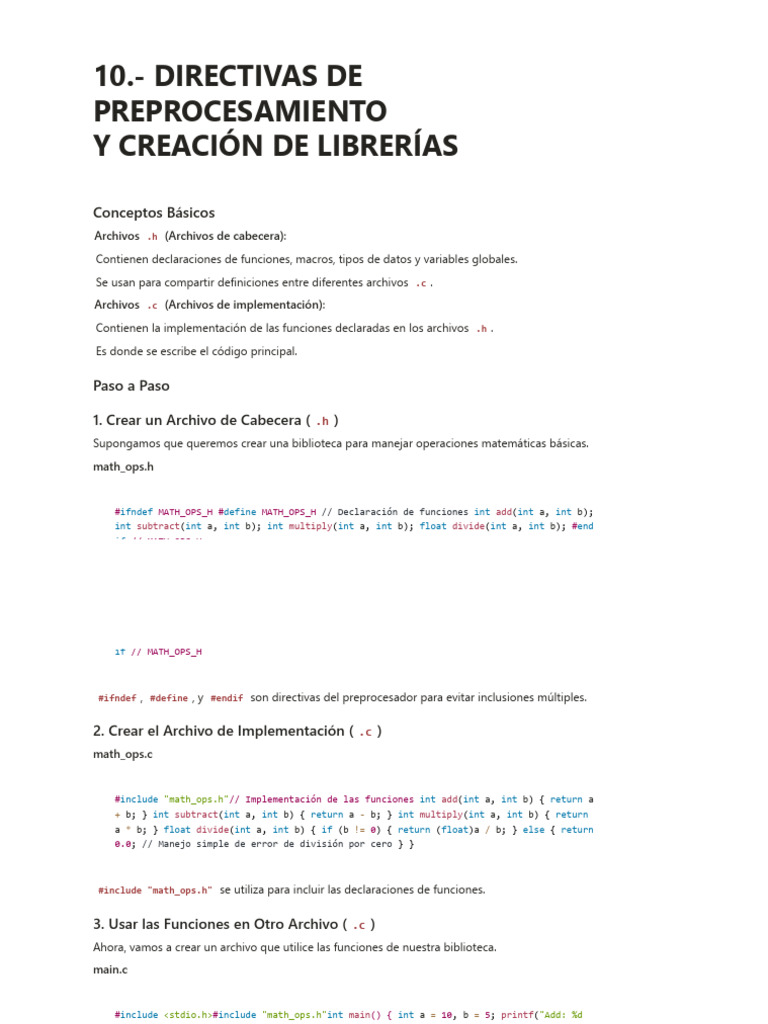 Directivas de Preprocesamiento y Creación de Librerías | PDF ... Directivas de Preprocesamiento y Creación de Librerías | PDF ...