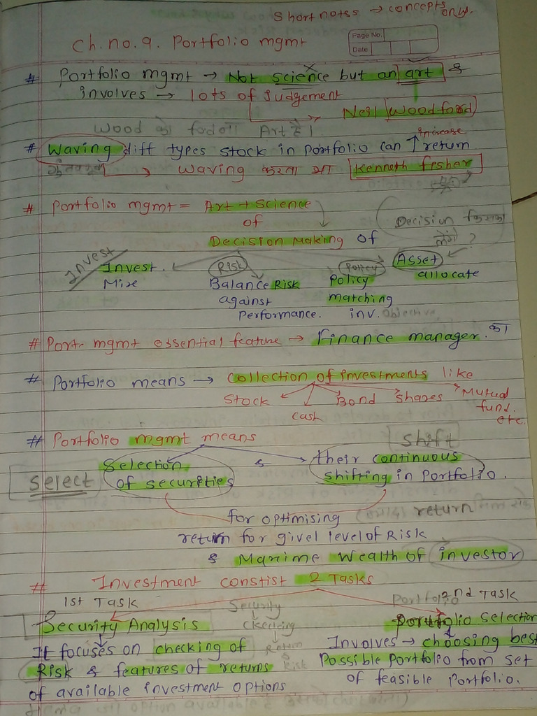 FSM ?CHP 9 PORTFOLIO MGMT? VERY IMP CHP ?CONCEPTS 1 | PDF