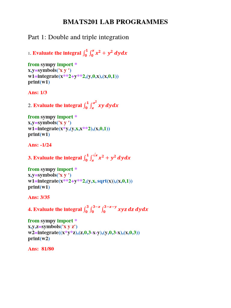 Maths LAB Programs BMATS201 | Download Free PDF | Operator Theory | Linear Algebra