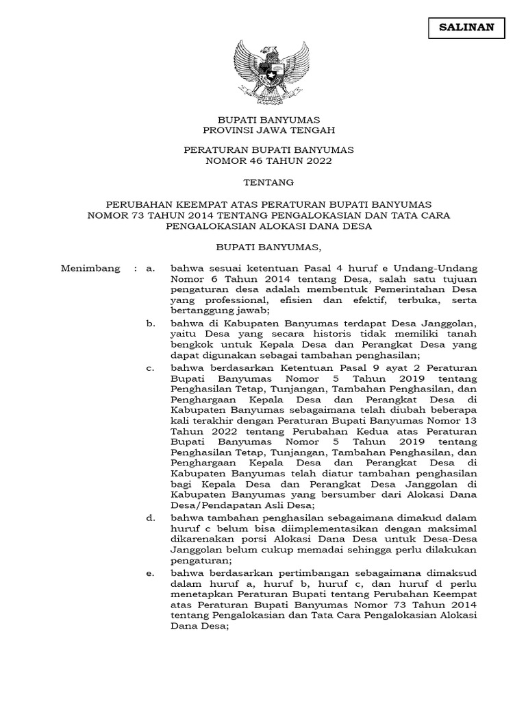 Perbup Bms 46 - 2022 | PDF