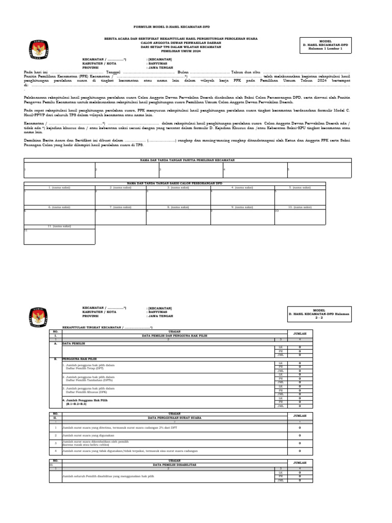 2 - DPD - D - Lampiran D-HASIL KECAMATAN (SOKARAJA TENGAH) | PDF
