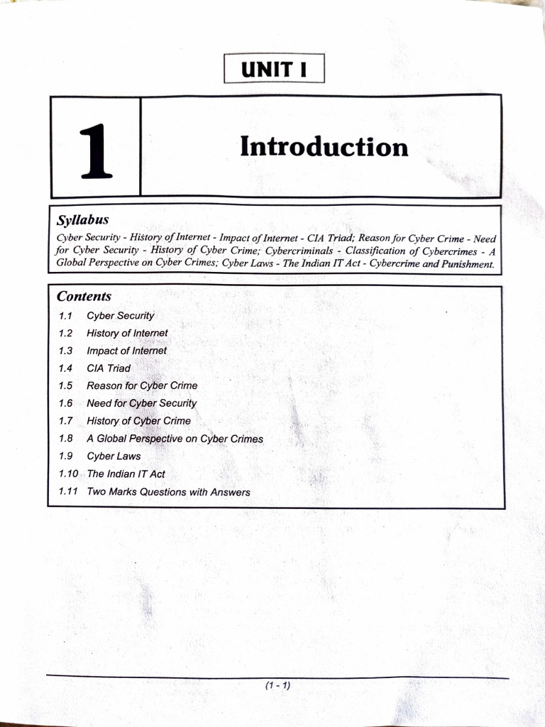 Unit 1 Cyper Security | PDF