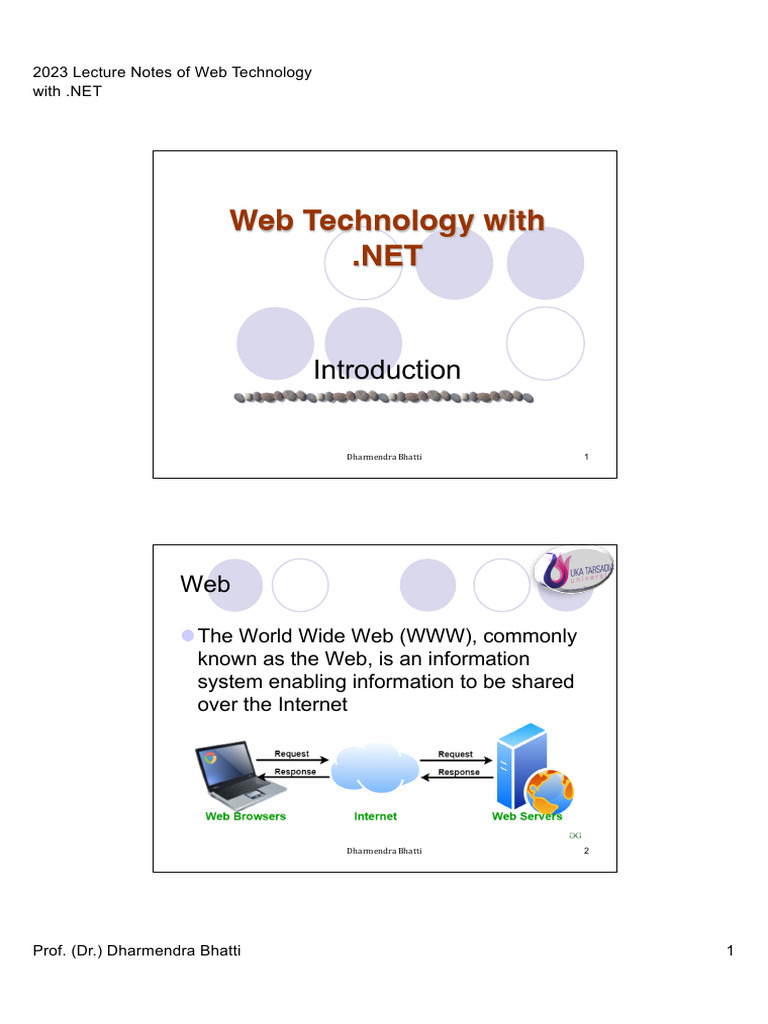 WebTechnology With .NET Unit-1 | PDF | World Wide Web | Internet & Web