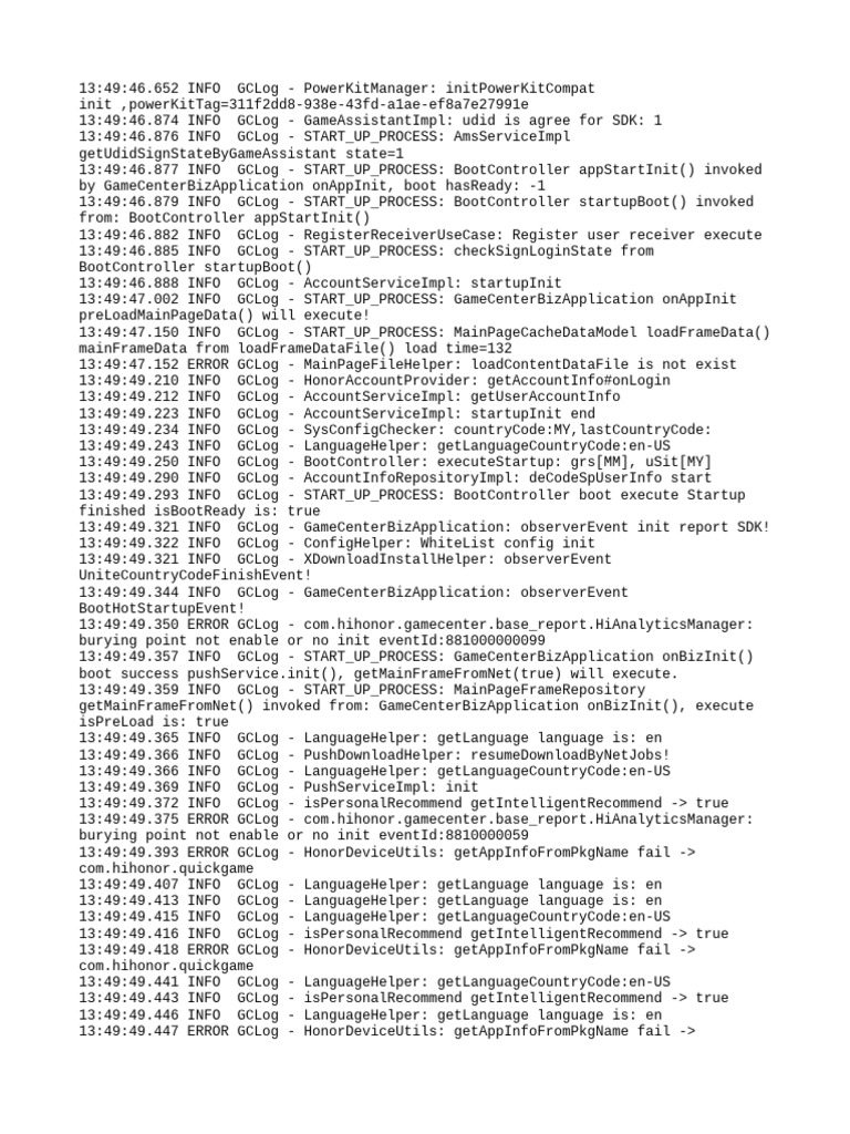 GameCenter Initialization Log Analysis | PDF | Software Engineering | Computer Data