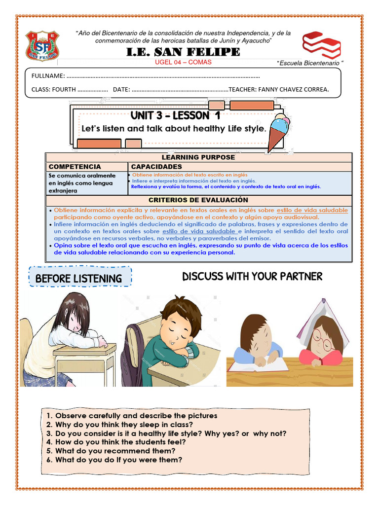 Lesson 1-Unit 3-4TH Grade | PDF