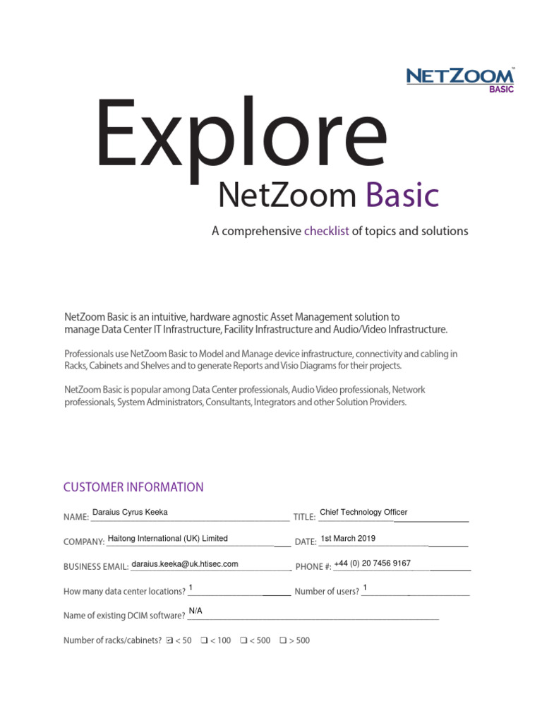 Checklist NetZoomBasicChecklist Haitong International | PDF | Data Center | Software As A Service