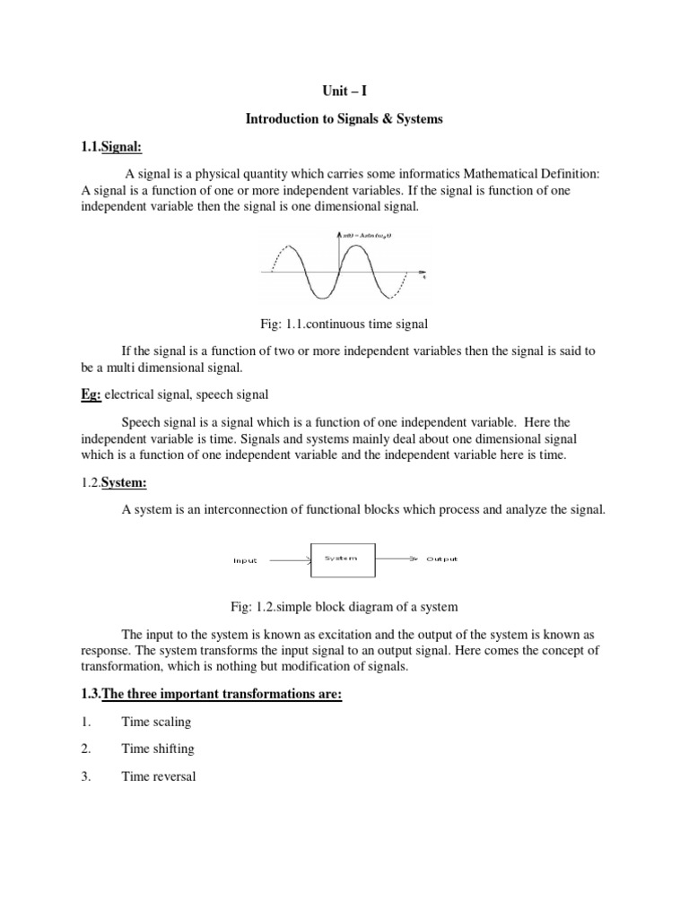 Unit 1 | PDF | Discrete Time And Continuous Time | System