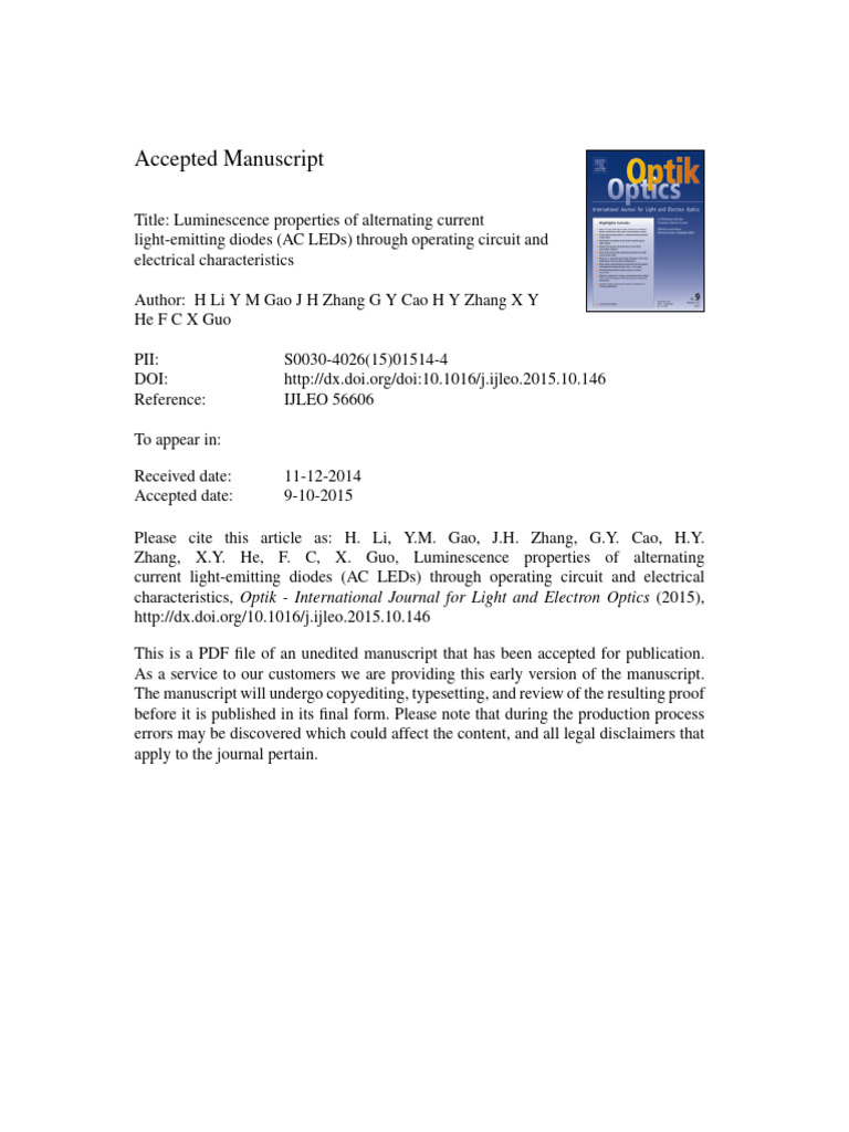 For Knowing Ac Led Operating Mechanism ' | PDF | Light Emitting Diode ...