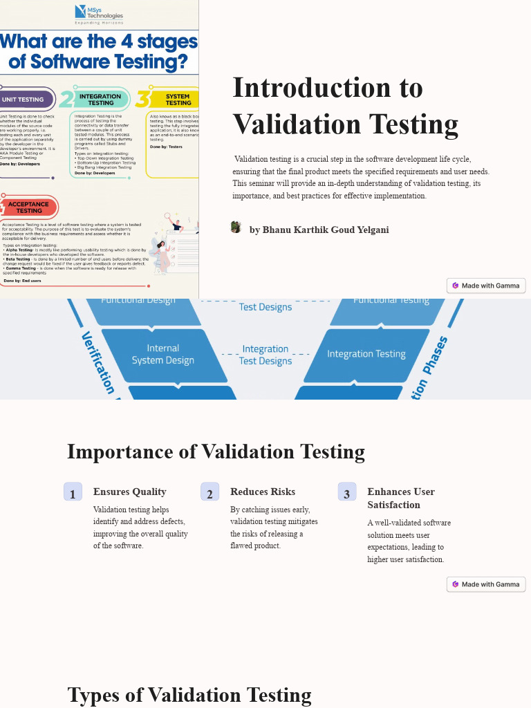 Introduction To Validation Testing | PDF | Software Testing | Usability