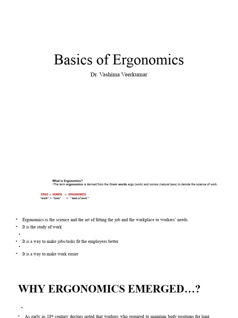 Basics of Ergonomics | PDF | Human Factors And Ergonomics