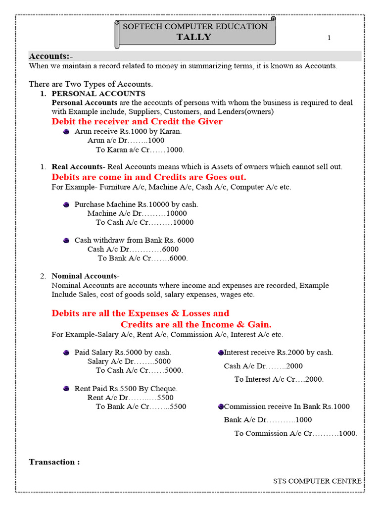 Accounts Basics and Tally | PDF | Debits And Credits | Business Economics