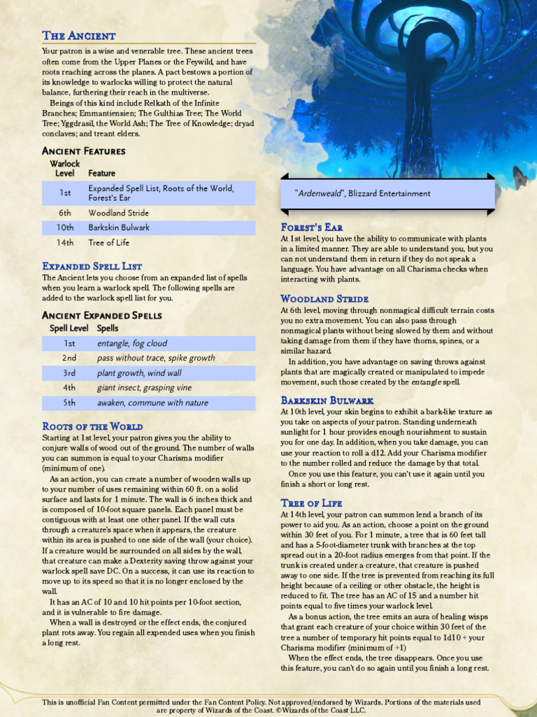 Warlock - The Ancient - GM Binder | PDF | Trees