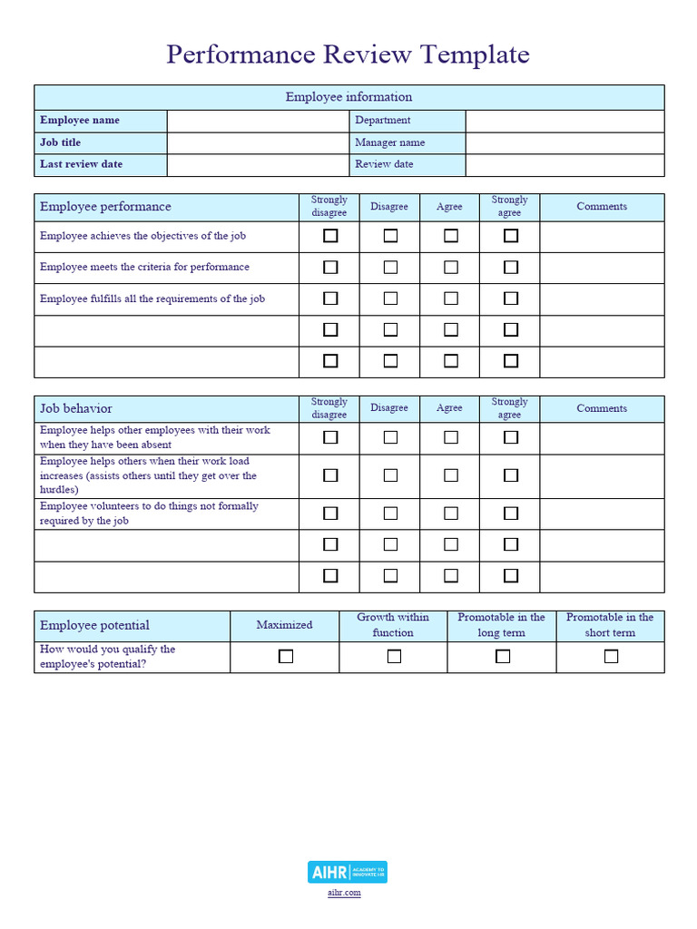 Performance Review Template | PDF