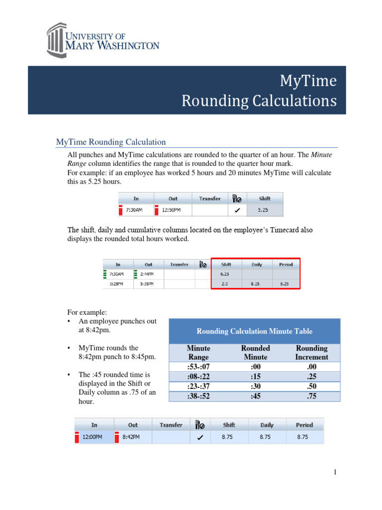 MyTime Rounding | PDF