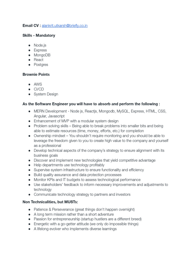 Backend Developer JD | PDF | Business