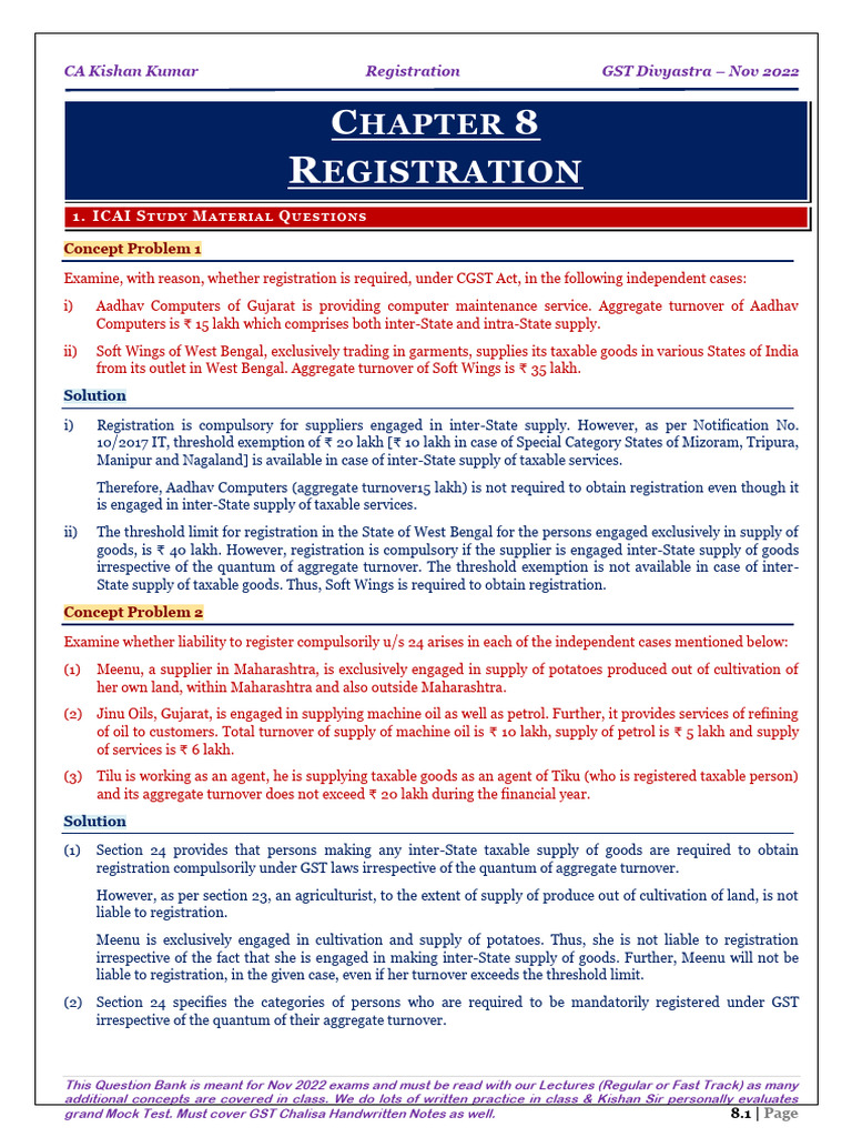 GST Divyastra CH 8 Registration R 2 | PDF | Value Added Tax | Taxes