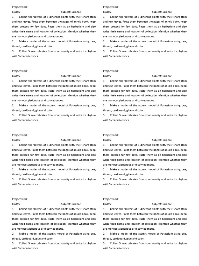 Project Work Class 7 Science | PDF | Leaf | Biology