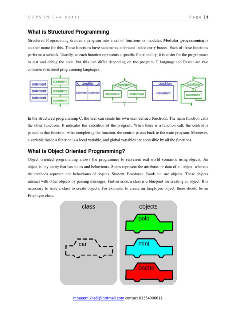 Oops In C Notes Pdf Class Computer Programming Method Computer Programming