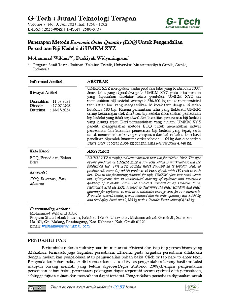 G-Tech: Jurnal Teknologi Terapan | PDF