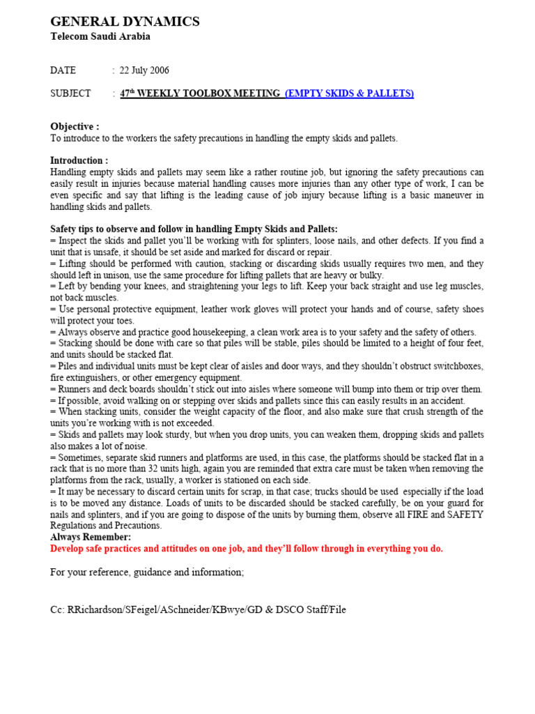 Safety - Empty Skids & Pallets | PDF | Pallet
