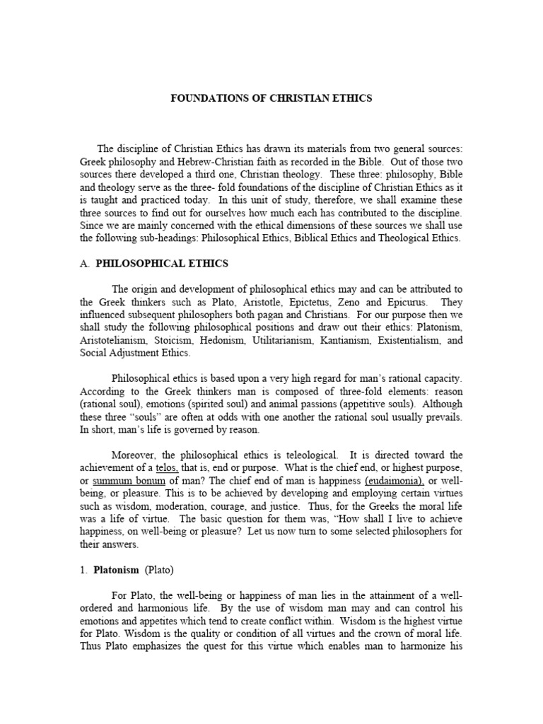 Foundations of Christian Ethics | PDF | Covenant (Biblical) | Thomas ...